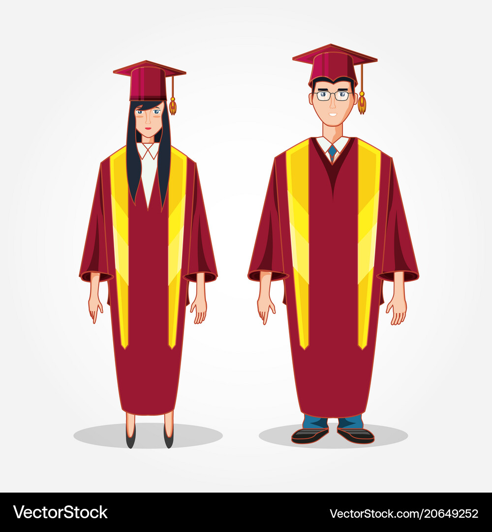 Graduate couple avatar character Royalty Free Vector Image