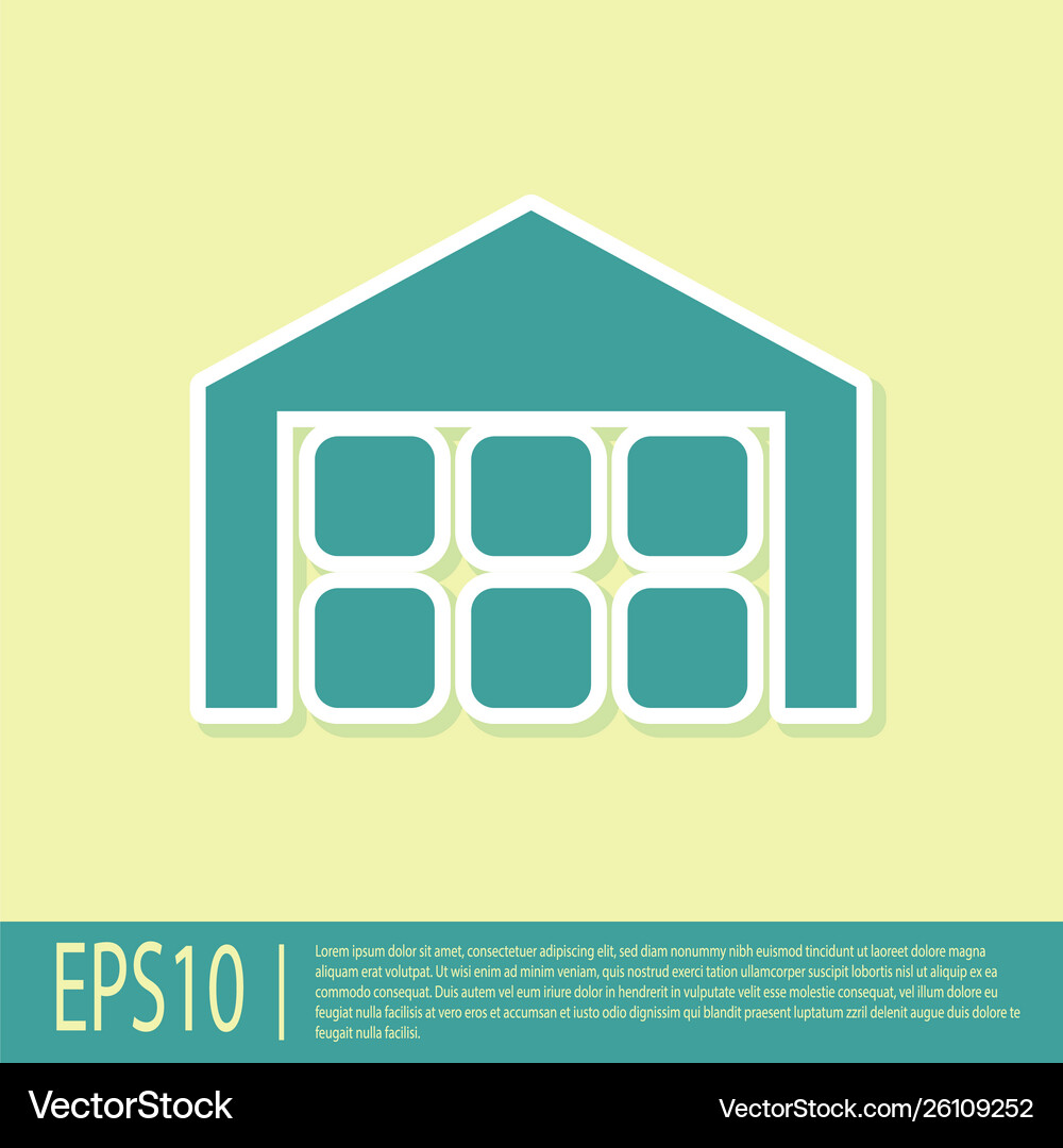 Green warehouse icon isolated on yellow Royalty Free Vector