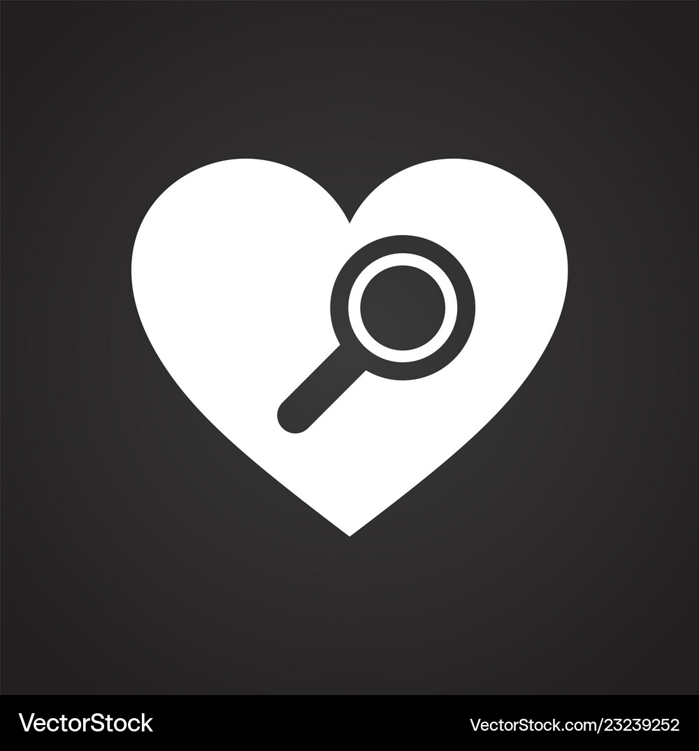 Heart love search icon on black background Vector Image