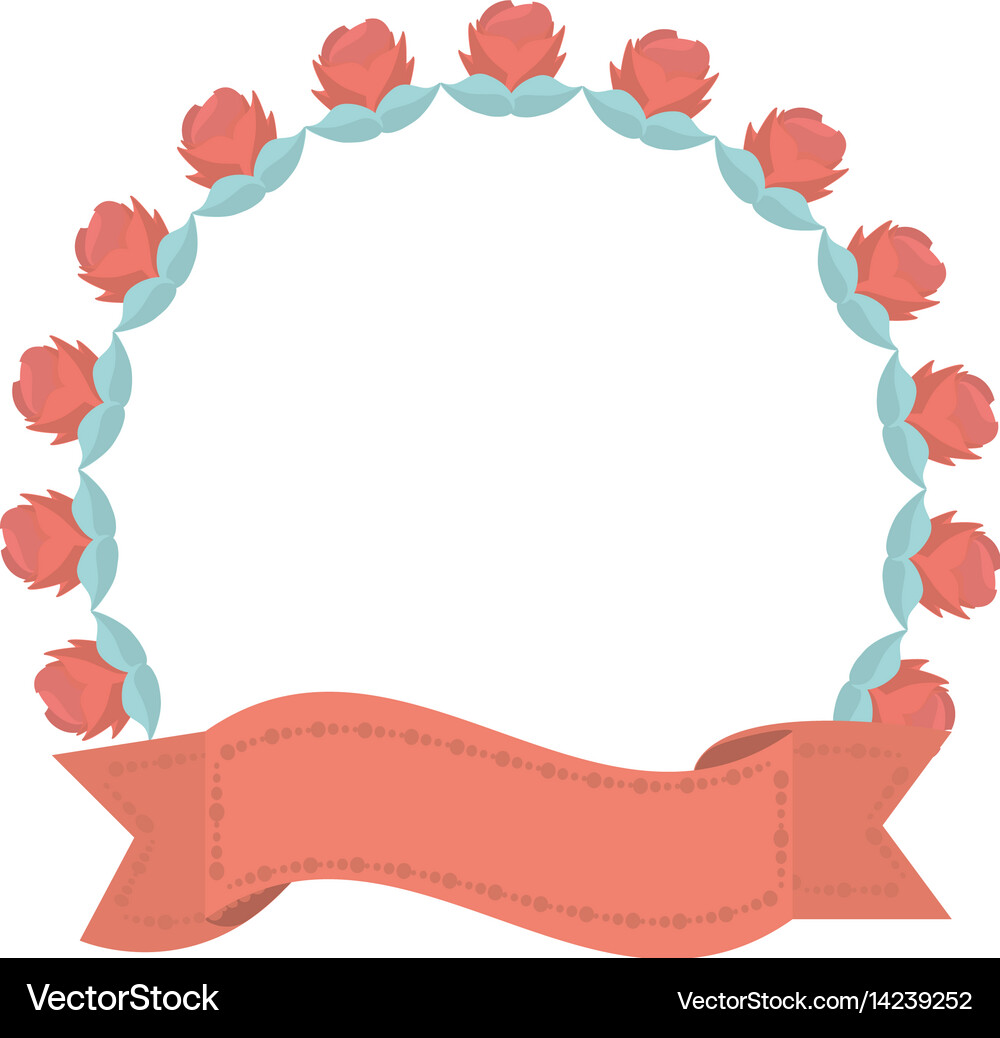 Label flowers ribbon decoration template Vector Image
