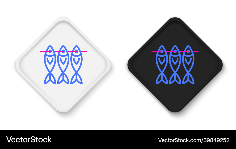 Line dried fish icon isolated on white background Vector Image