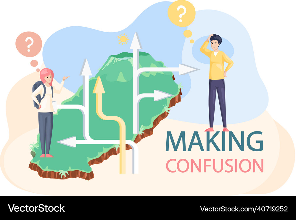 Making confusion choice of path man thought about Vector Image