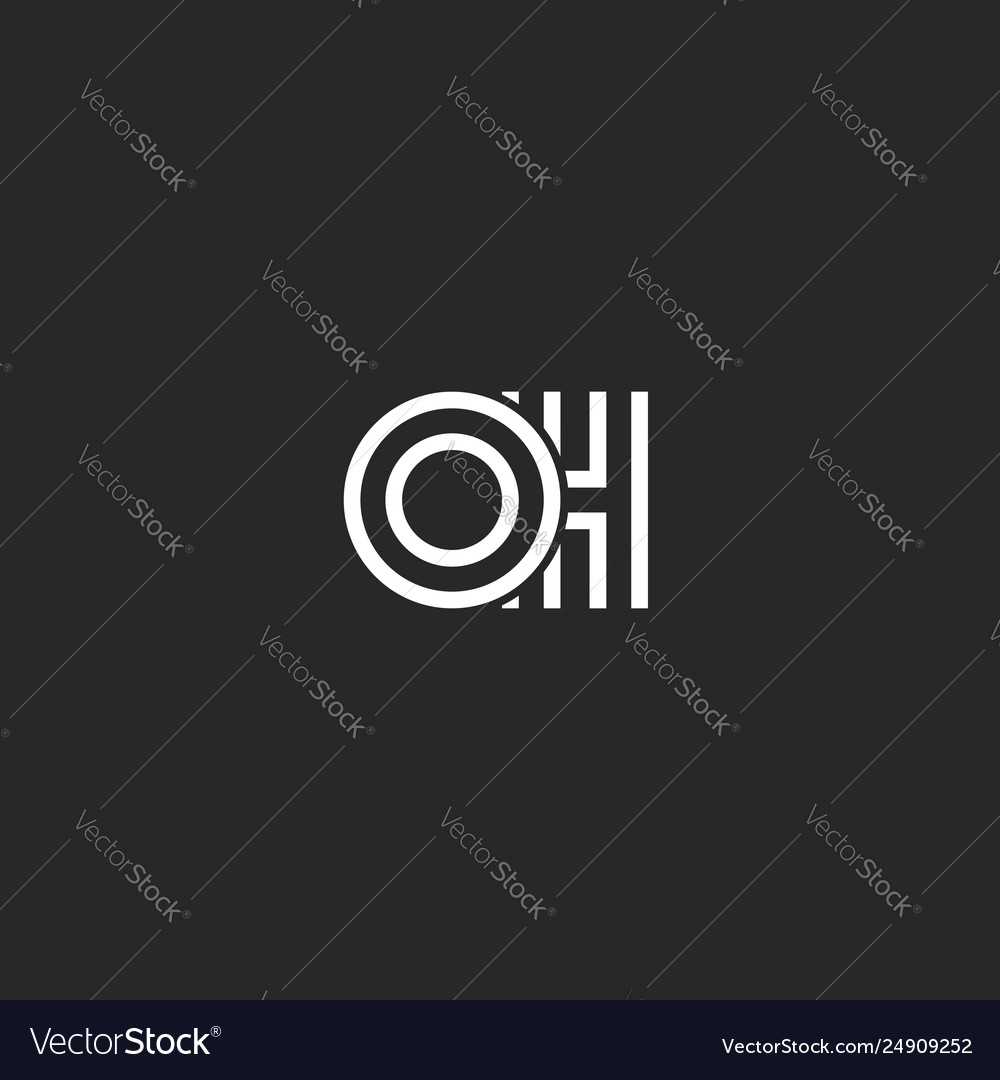 Monogram initials oh letters logo overlapping two Vector Image