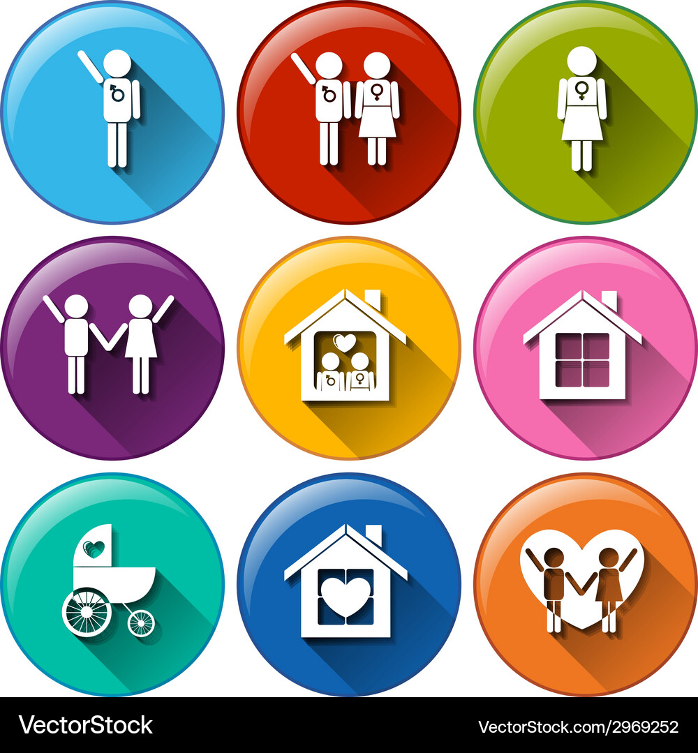 Round buttons for family planning Royalty Free Vector Image