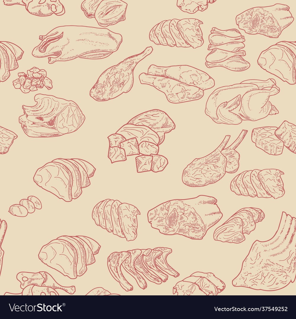 Seamless meat set pattern Royalty Free Vector Image