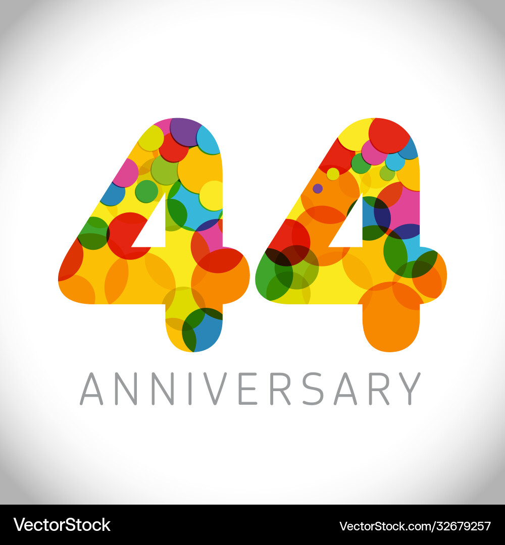 44 years anniversary circle colorful logo Vector Image