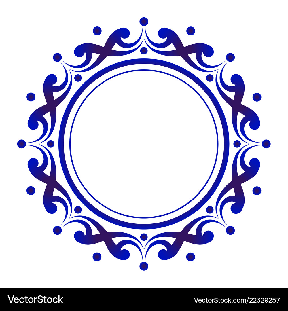 Blue and white floral decorative round Royalty Free Vector