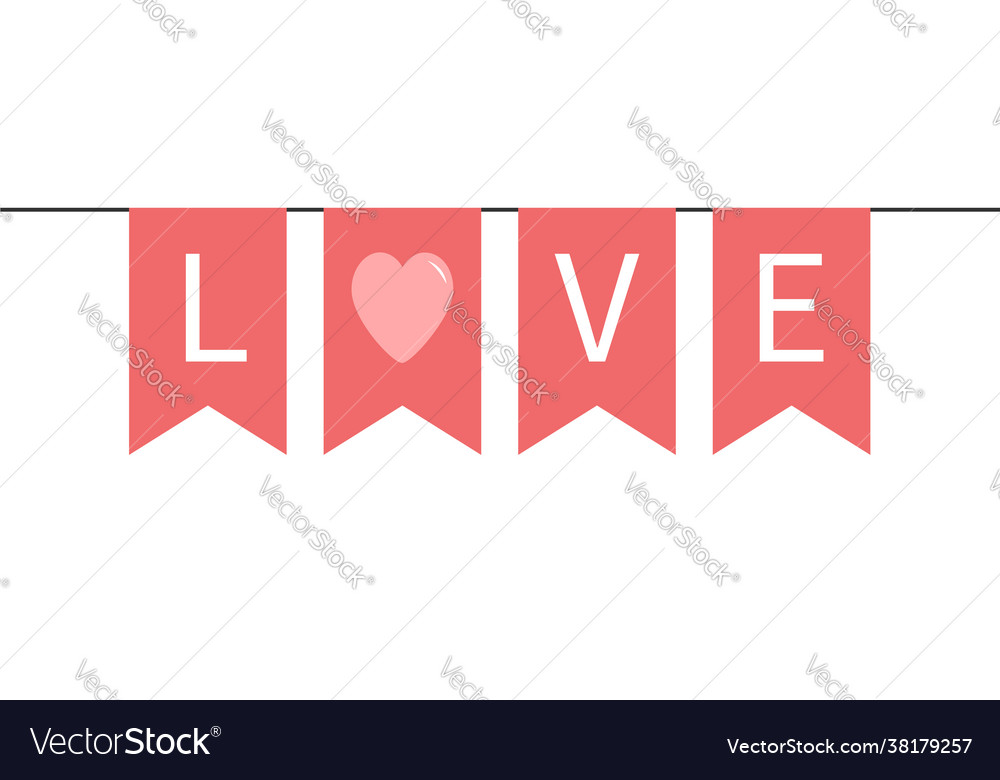 Bunting flag garland happy valentines day pink Vector Image
