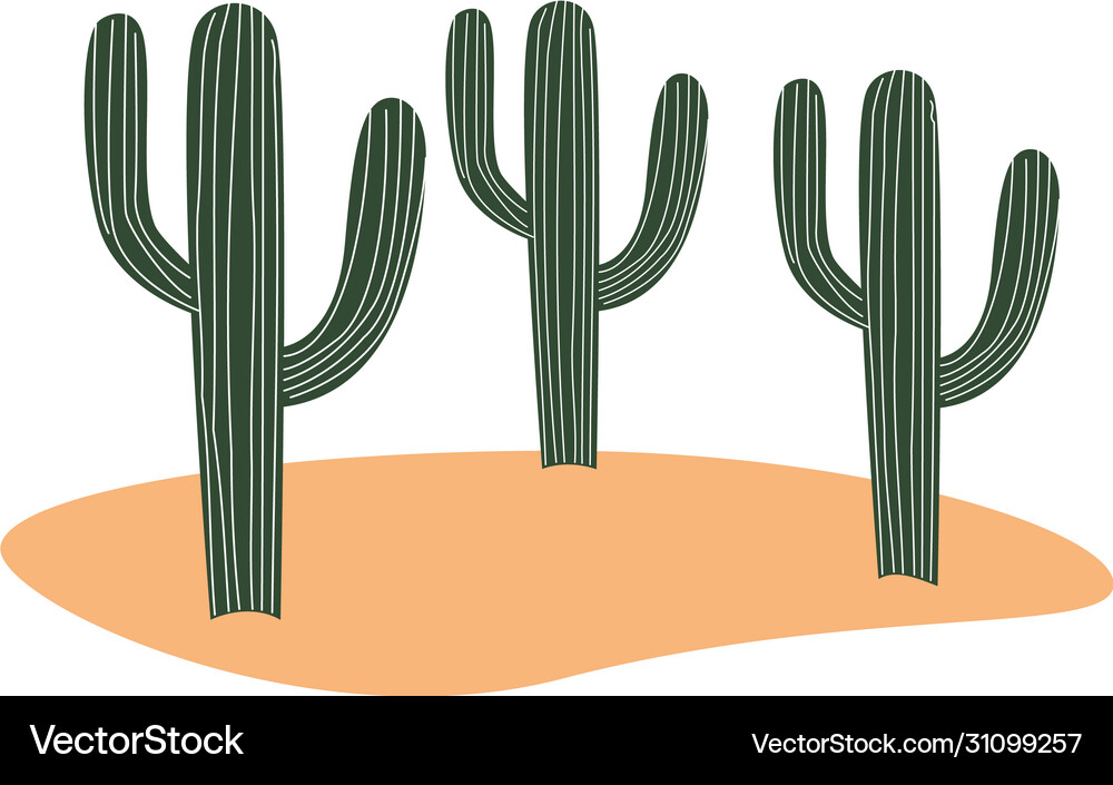 Cactus desert plants isolated icons Royalty Free Vector