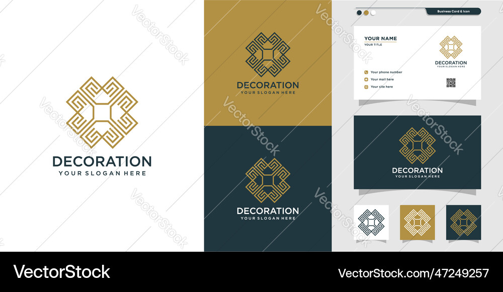 Decoration ornament logo with line art style Vector Image