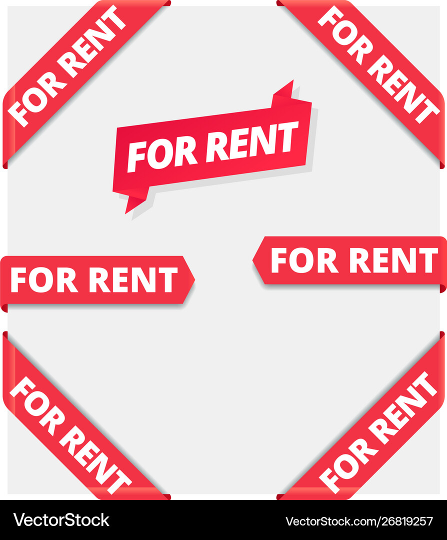 For rent corner ribbon label banners set flag Vector Image