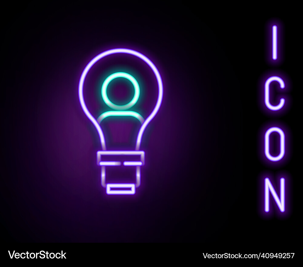 Glowing neon line human head with lamp bulb icon Vector Image