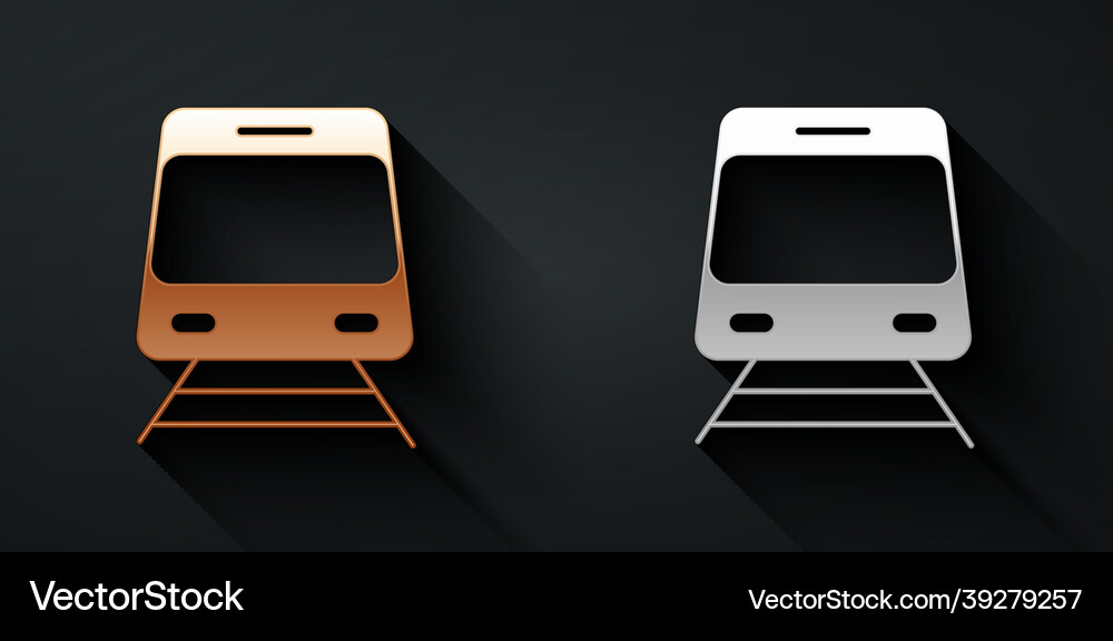 Gold and silver train railway icon isolated Vector Image