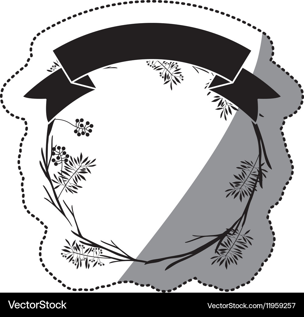 Leaves wreath with ribbon design Royalty Free Vector Image
