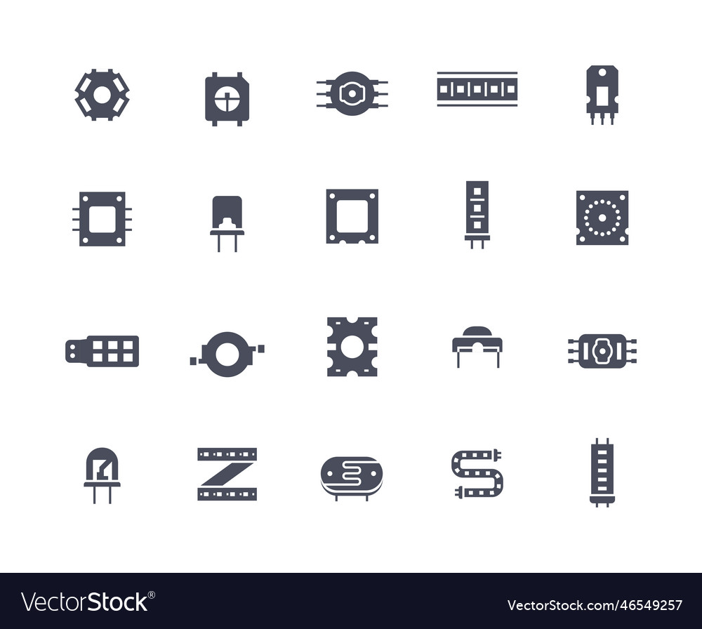 Led diodes black icons set Royalty Free Vector Image