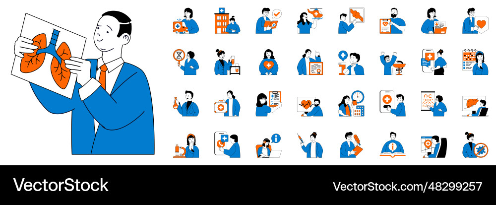 Medical service concept with character situations Vector Image