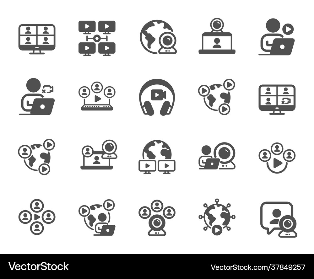 Online meeting simple icons virtual presentation Vector Image