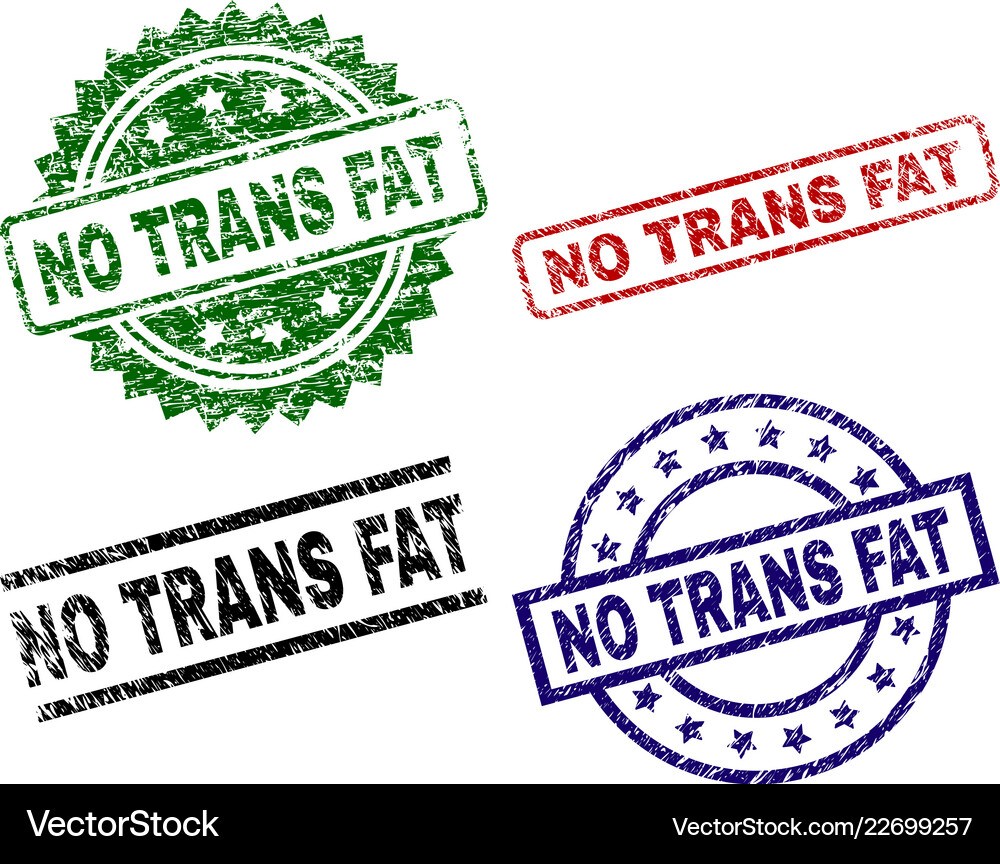 Scratched textured no trans fat stamp seals Vector Image