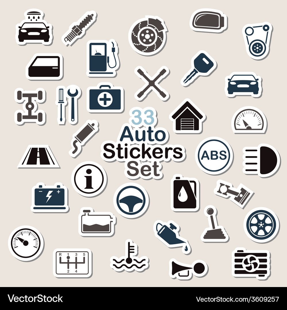 Set of auto icon stickers Royalty Free Vector Image