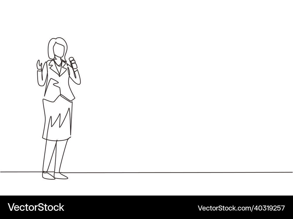 Single one line drawing journalist woman Vector Image