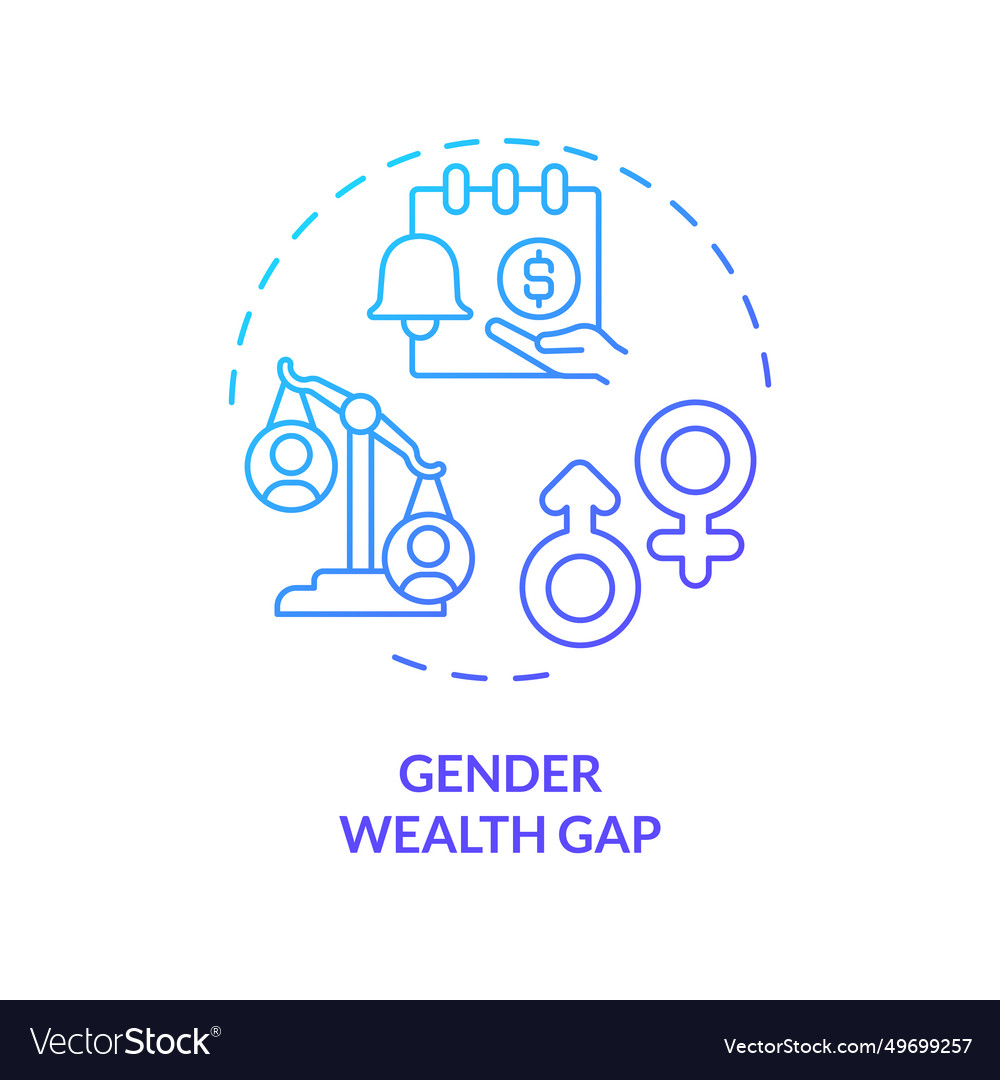 Thin line simple gradient gender wealth gap icon Vector Image