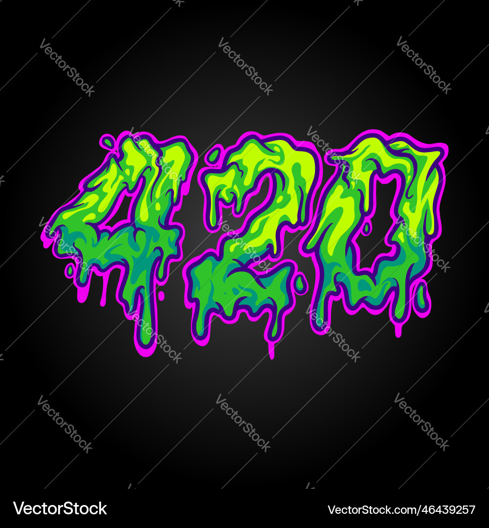 Weed 420 word melted hand lettering text Vector Image