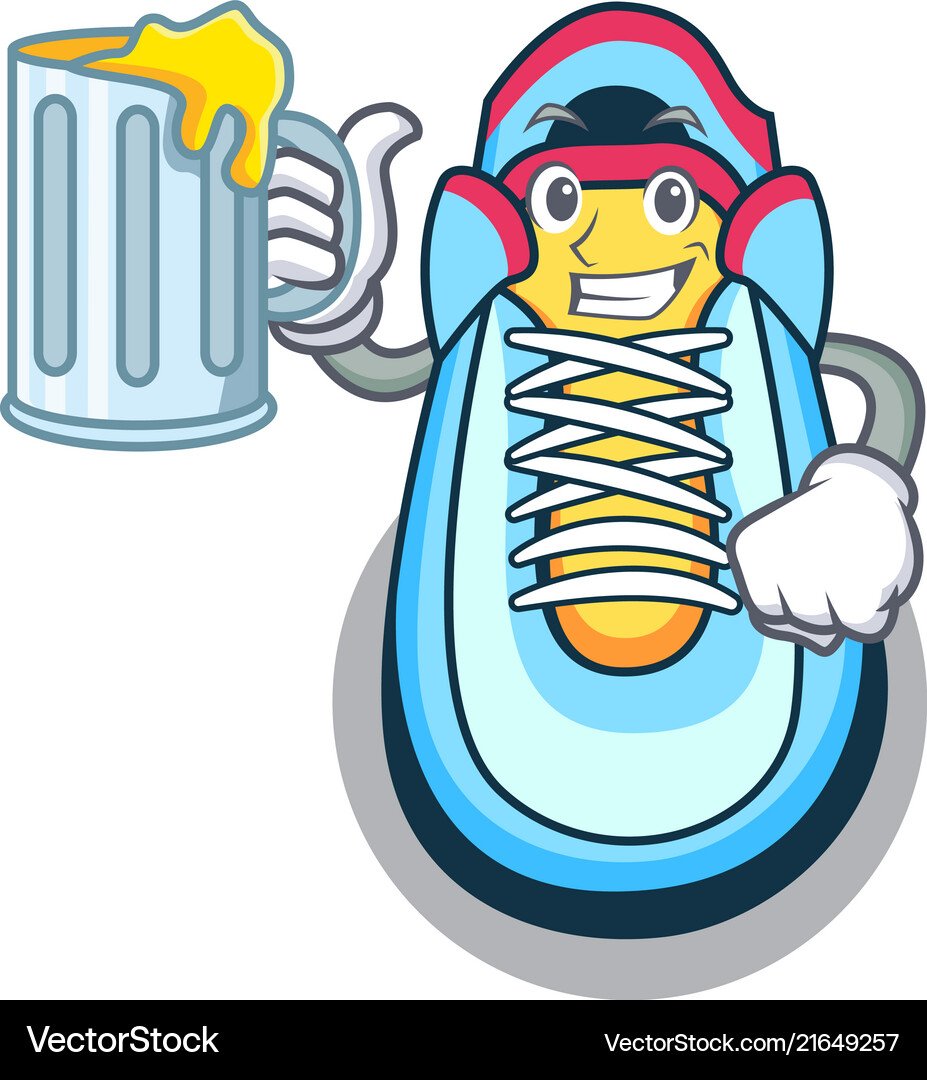 With juice cartoon sneaker rubber toe Royalty Free Vector
