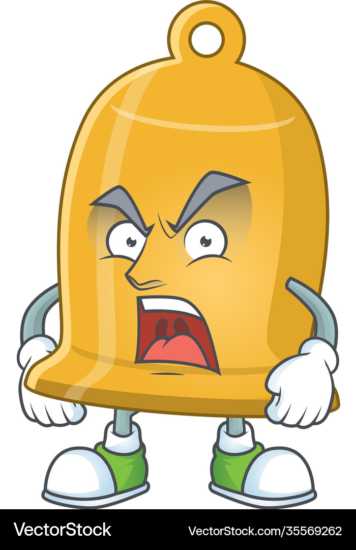Bell cartoon drawing style with angry face Vector Image