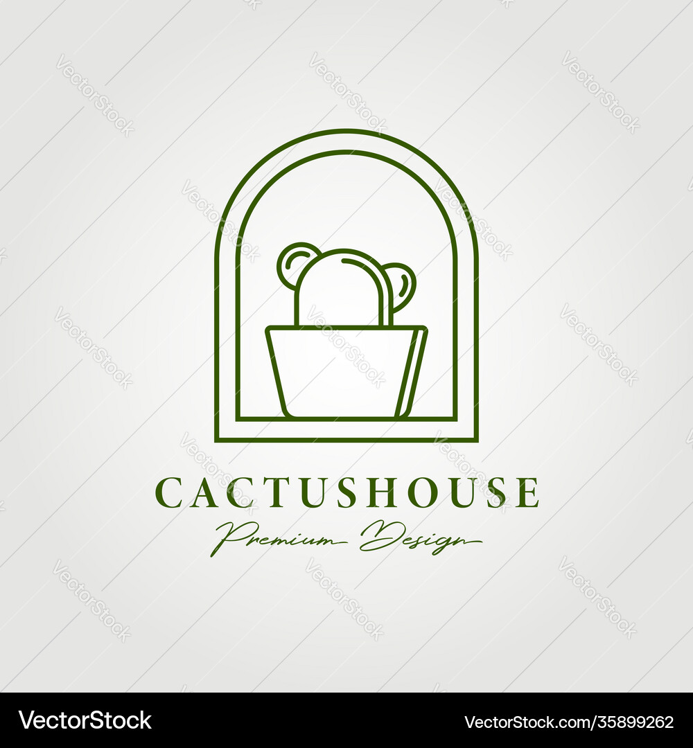 Cactus house logo design symbol icon Royalty Free Vector