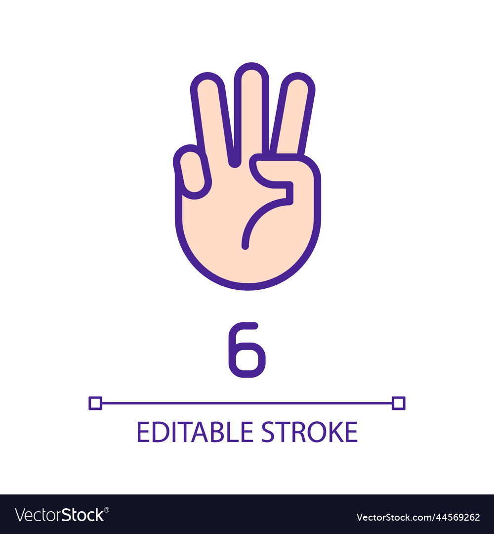 Digit six in american sign language pixel perfect Vector Image