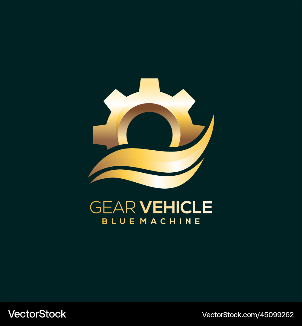 Gear logo gradient gold color luxury Royalty Free Vector