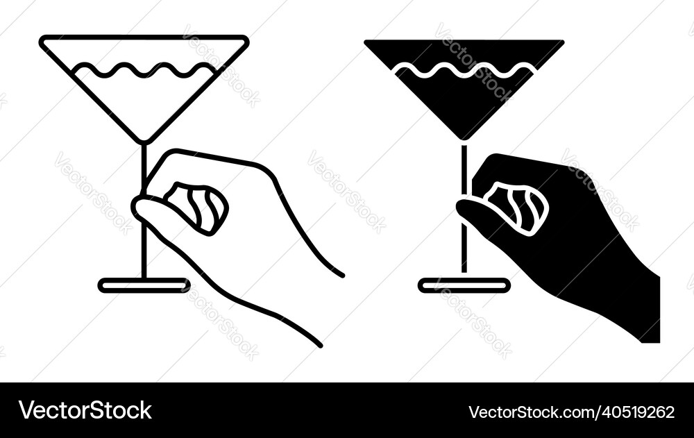 Linear icon female hand holding glass Royalty Free Vector
