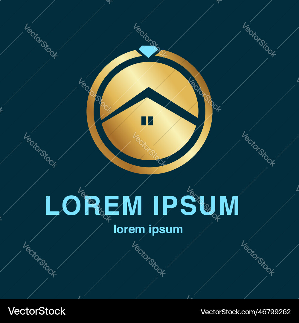 Luxury gold house logo Royalty Free Vector Image