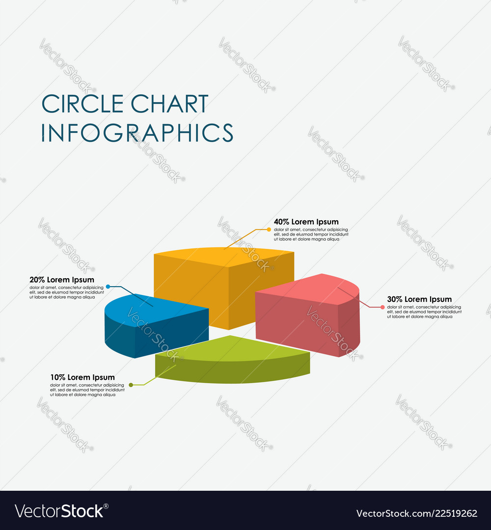 Pie chart circle chart infographics elements 3d Vector Image