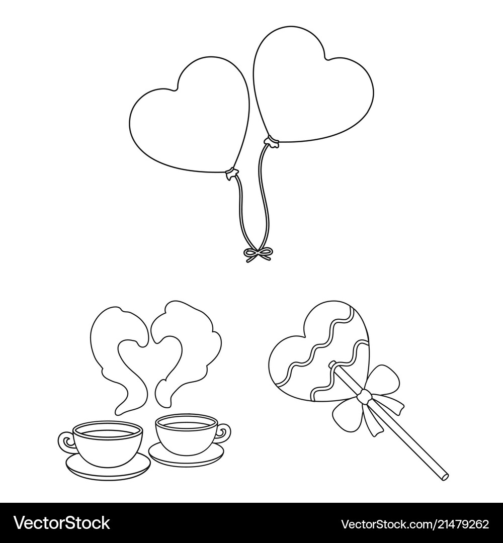 Romantic relationship outline icons in set Vector Image