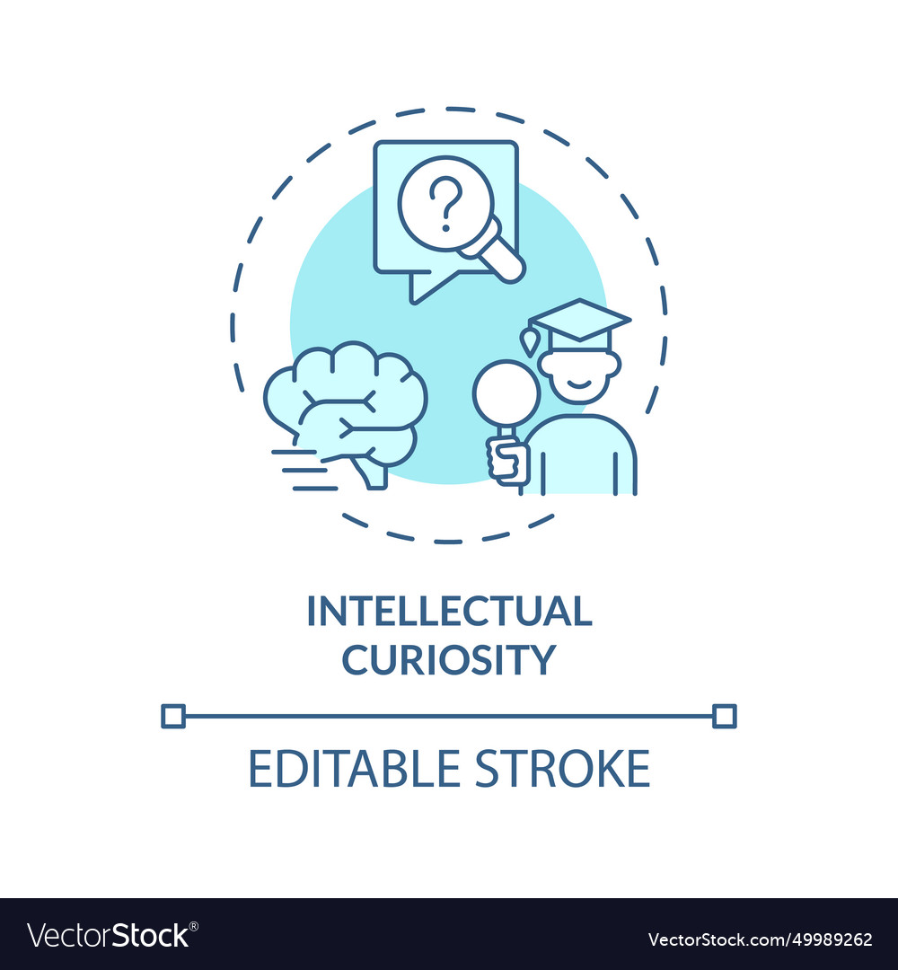 Thin line simple blue intellectual curiosity icon Vector Image