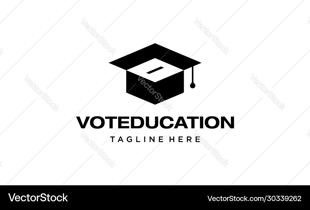Vote box with education hat logo design concept Vector Image