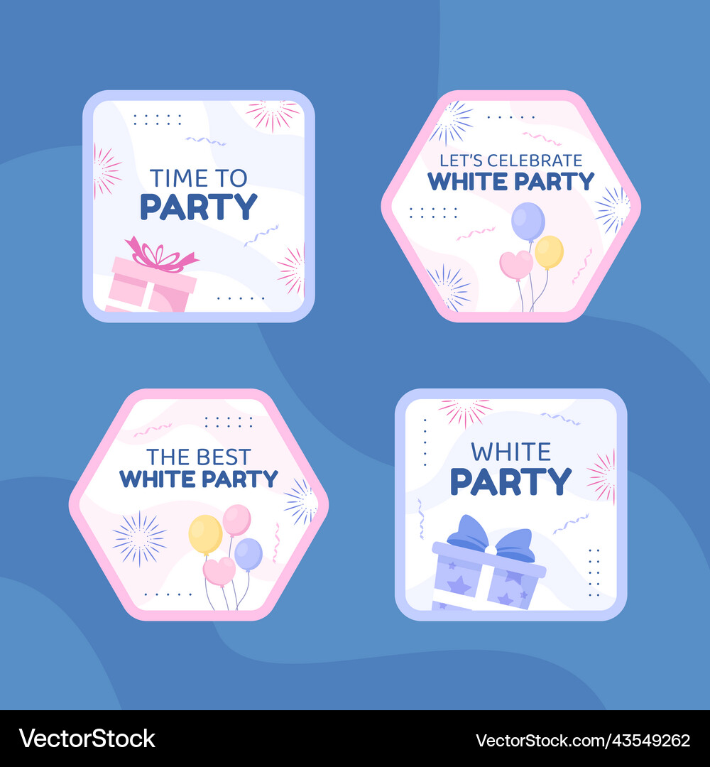 White party label template hand drawn cartoon Vector Image