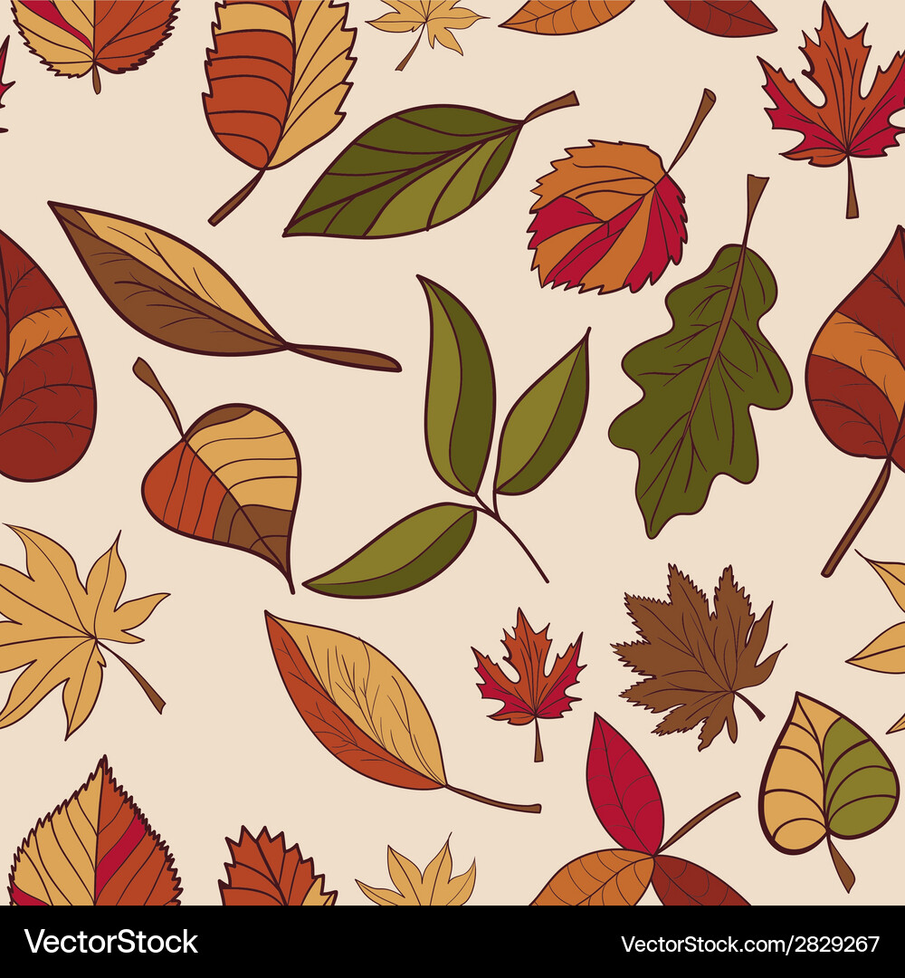 Autumn pattern of leaves red yellow Royalty Free Vector