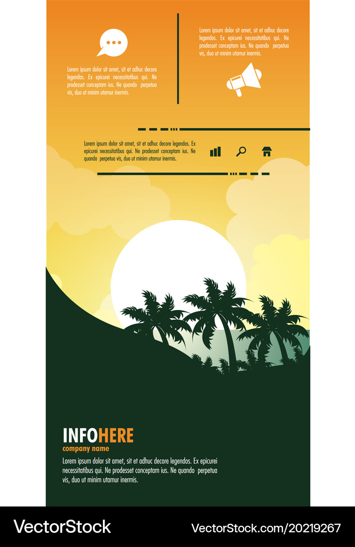 Beach and travel brochure infographic Royalty Free Vector