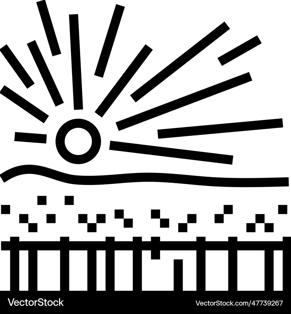 Bright sunrise sun summer sunlight line icon Vector Image