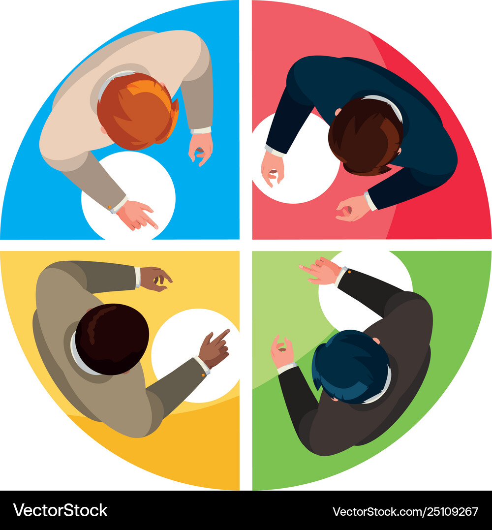 Businessmen group teamwork with infographic view Vector Image