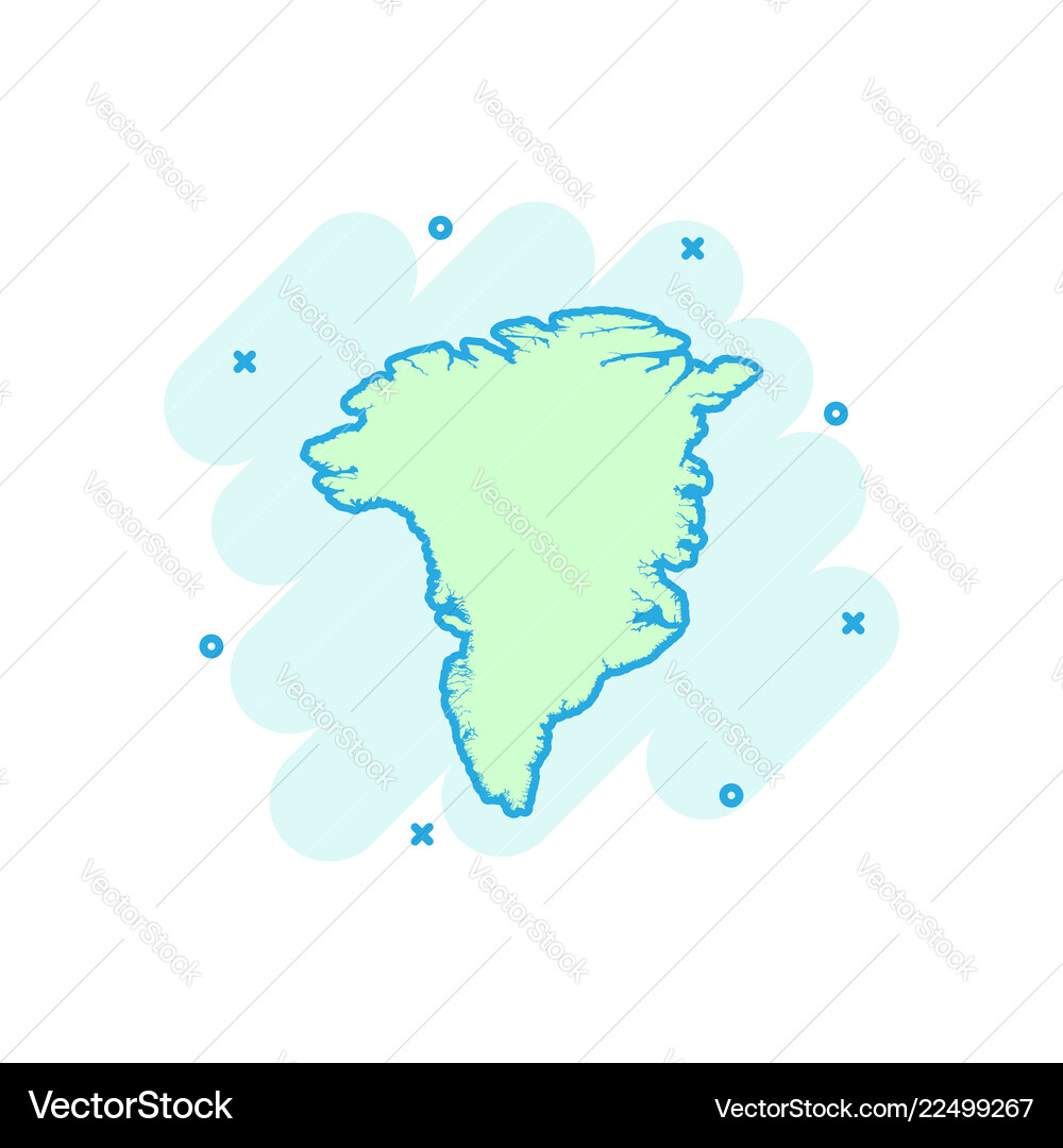 Cartoon greenland map icon in comic style Vector Image