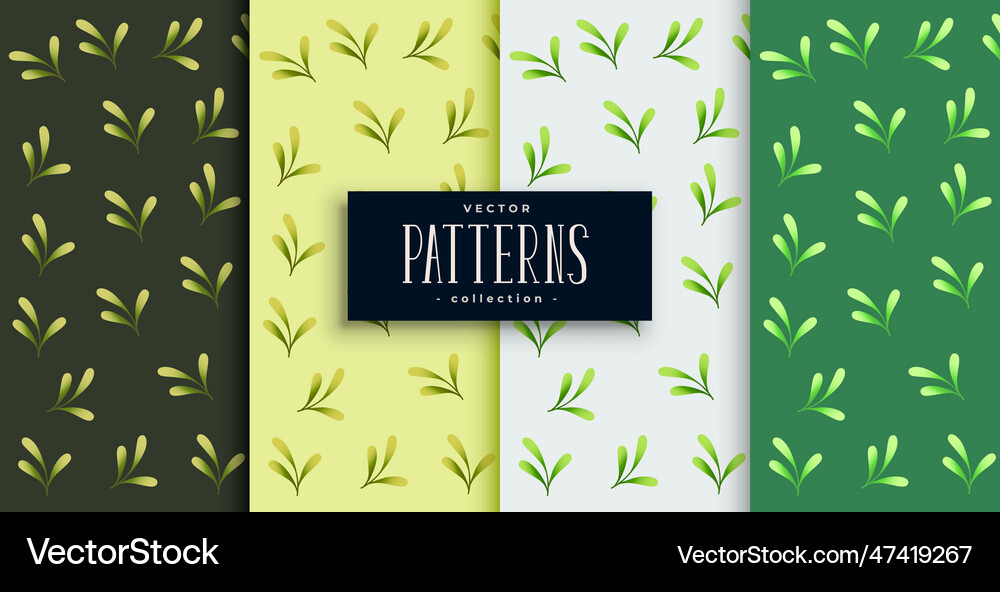 Creative small leaves design set in four colors Vector Image