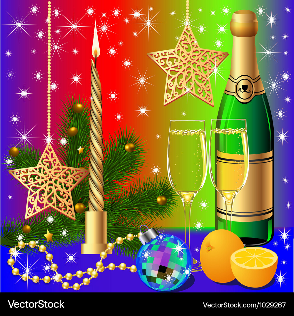 Festive background with candle by ball by orange Vector Image