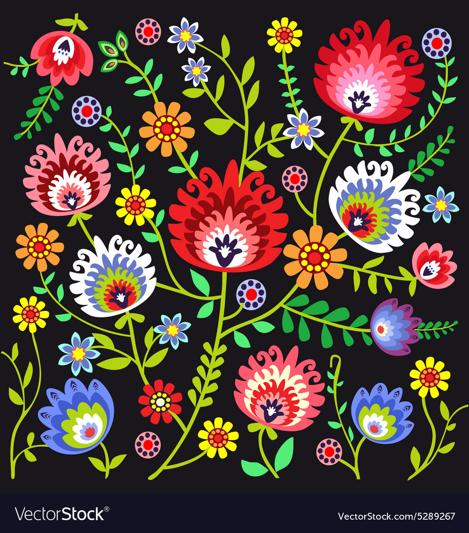 Folk pattern flowers Royalty Free Vector Image