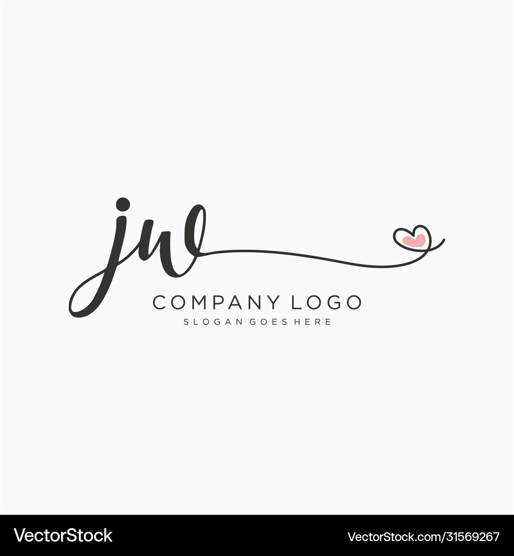 Jw initial handwriting logo design Royalty Free Vector Image