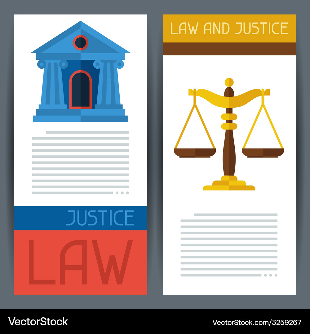 Law and justice horizontal banners in flat design Vector Image