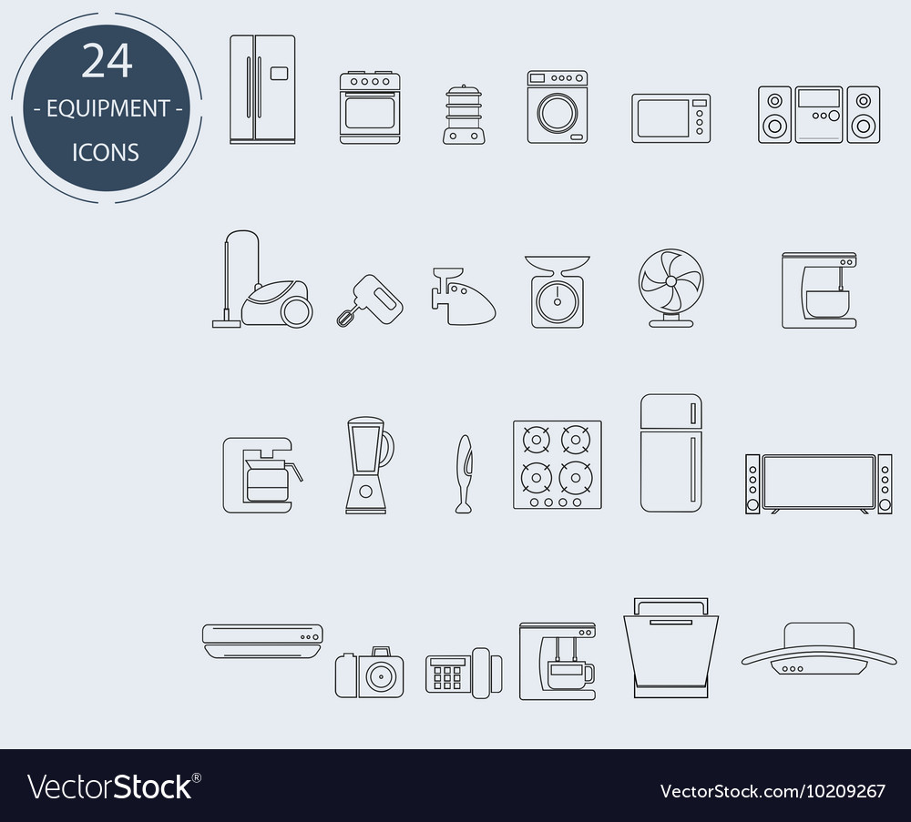 Line icons of home appliances Royalty Free Vector Image