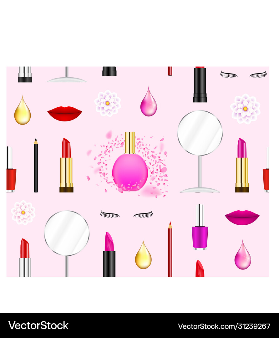 Makeup collage seamless pattern Royalty Free Vector Image